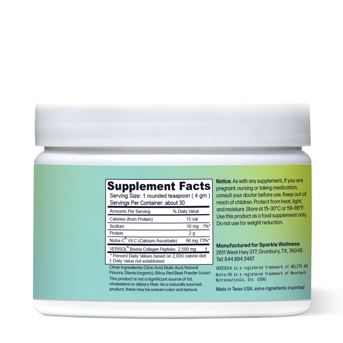 Sparkle Skin Boost Verisol Collagen Peptides Protein Powder Vitamin C ...