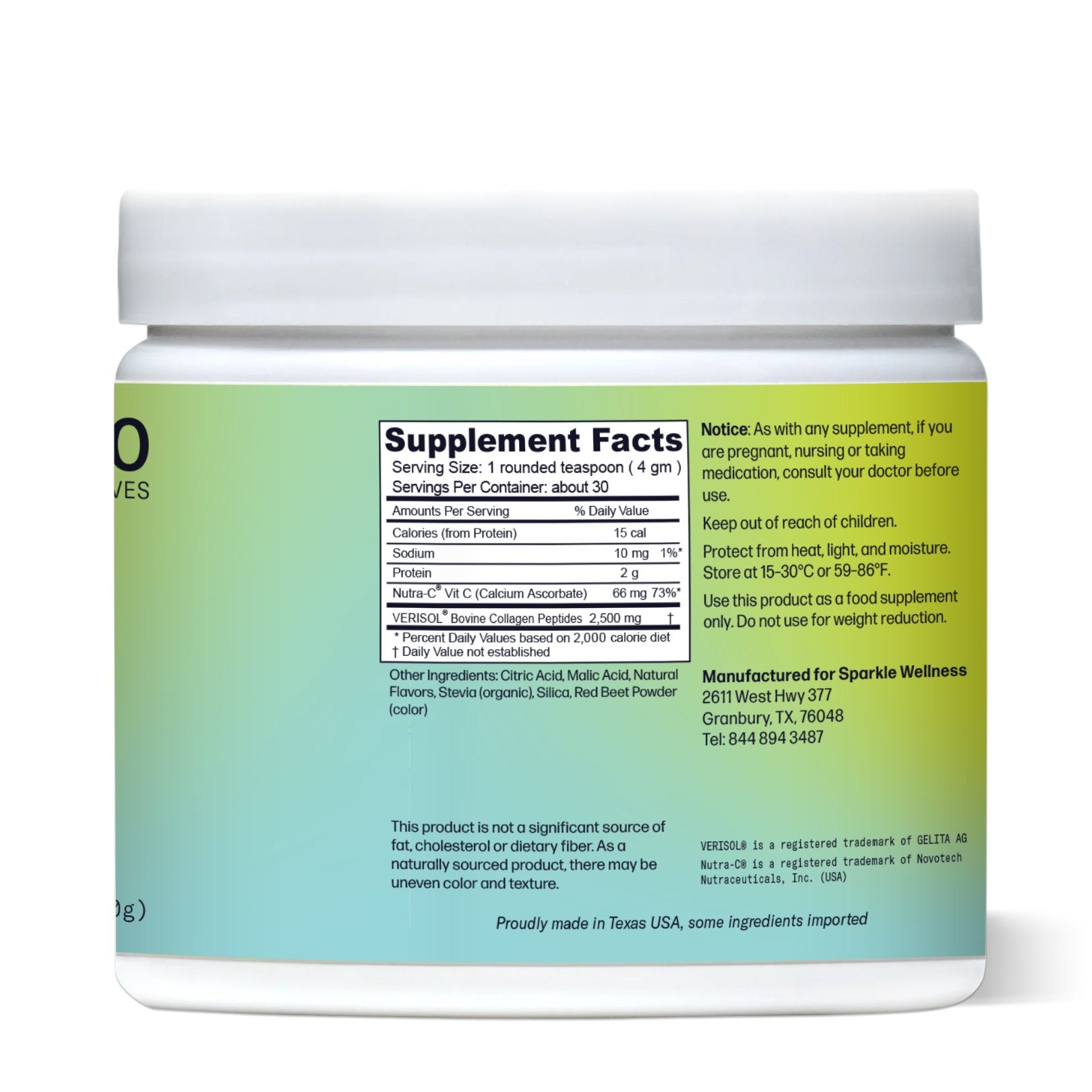 Sparkle Skin Boost Verisol Collagen Peptides Protein Powder Vitamin C ...